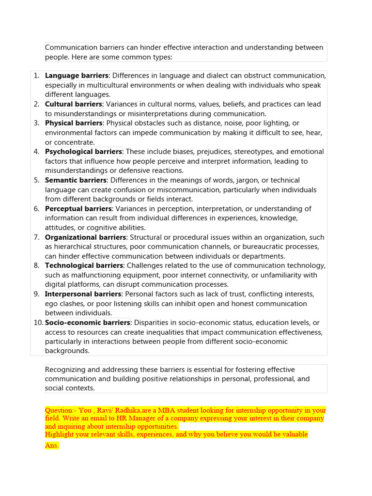 Communication Barriers | PDF | Communication | Perception