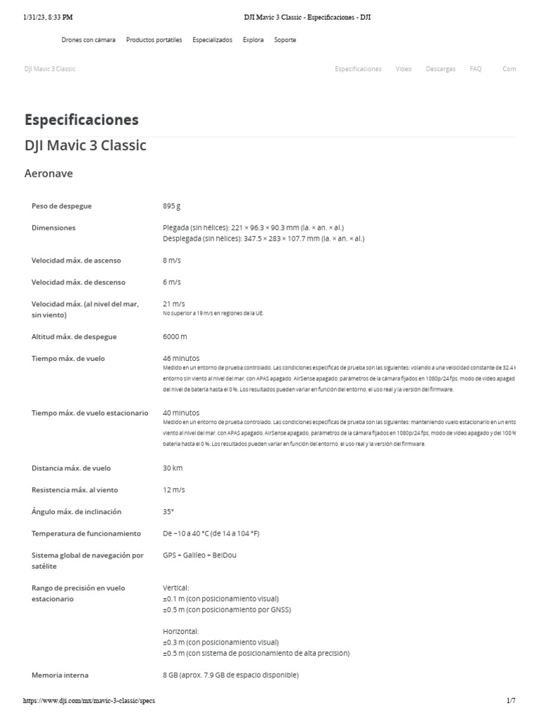 Dron 2 Con Camara Integrada - DJI Mavic 3 Classic - Especificaciones - DJI | PDF | Píxel ...