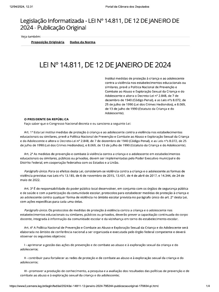 Lei Nº 14.811 DE 2024 | PDF