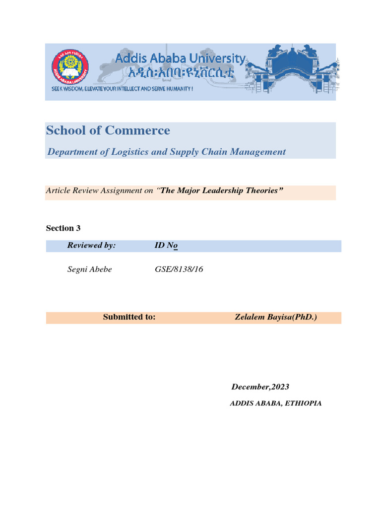 Article - Review - Assignment LSCM 1YEAR | PDF | Leadership ...