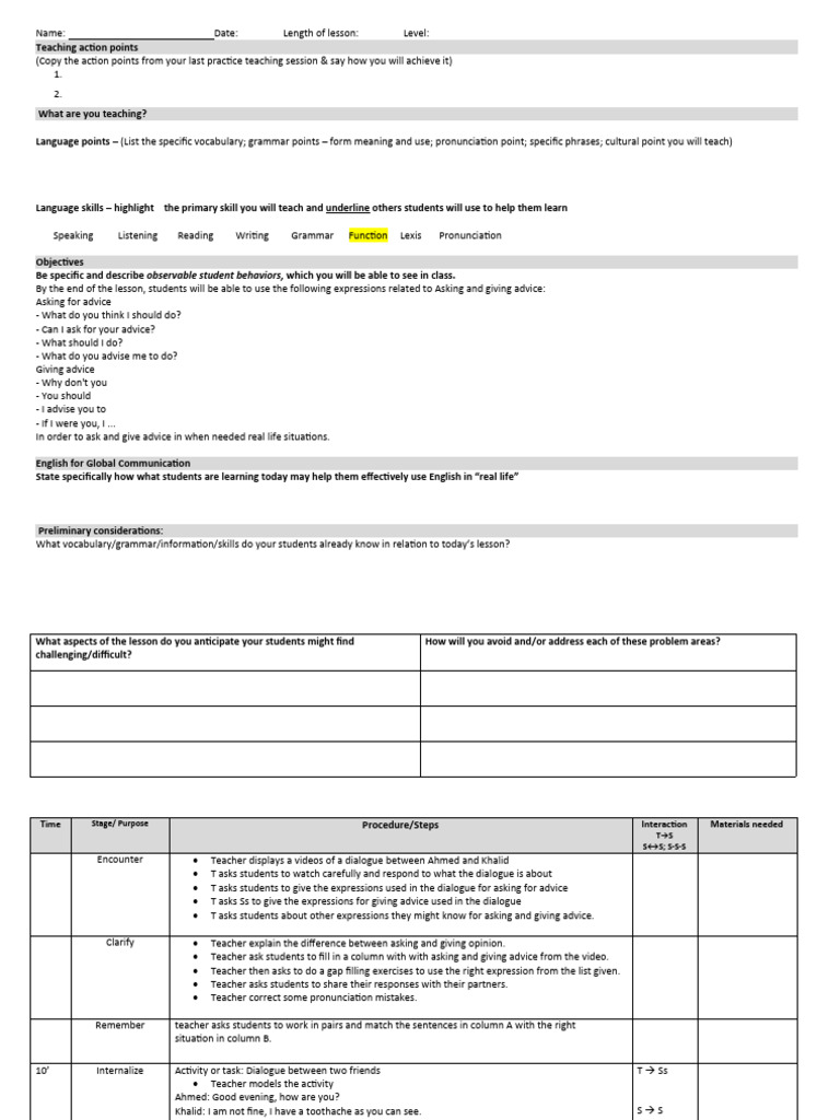 Lesson Plan ECRIF | PDF | English Language | Cognitive Science