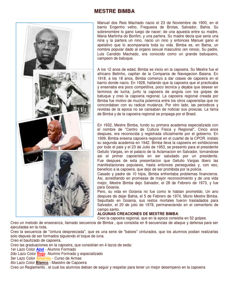 Mestre Bimba | PDF | Las artes escénicas | Combate simulado