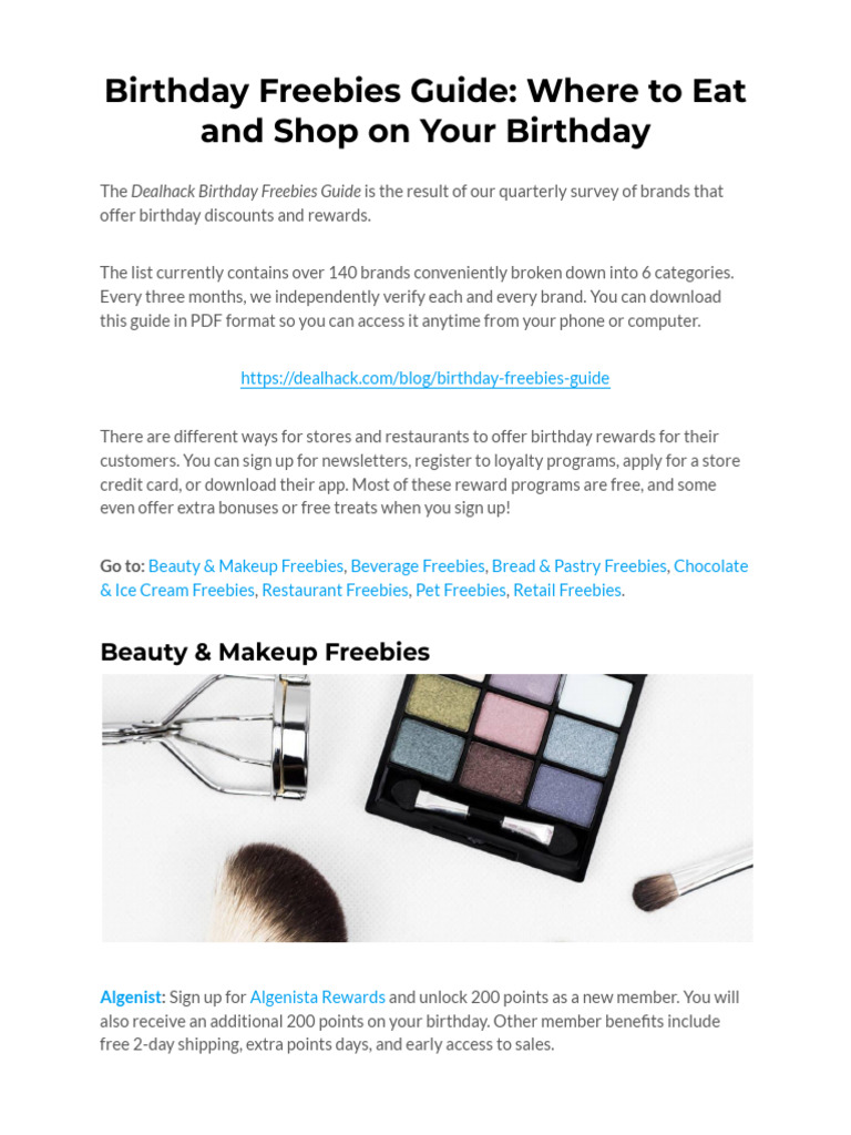 Birthday Freebies List Updated | PDF | Discounts And Allowances | Loyalty Program
