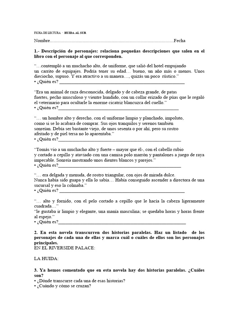 Análisis de personajes en "Huida al Sur" | PDF | Novela negra ...