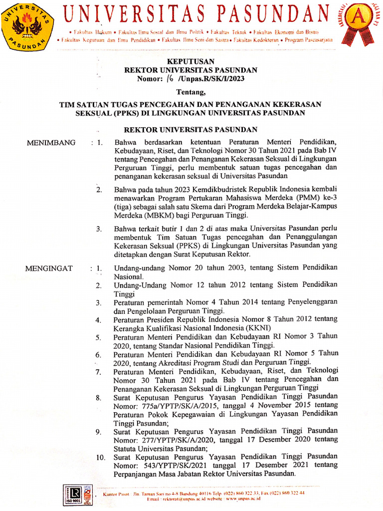 16SK SK Tim SATGAS PPKS UNPAS (16unpas - RSKI2023) | PDF