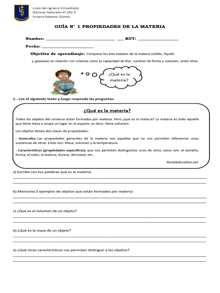 Guia #1-2-3 Ciencias La Materia y Sus Propiedades. | PDF | Importar ...