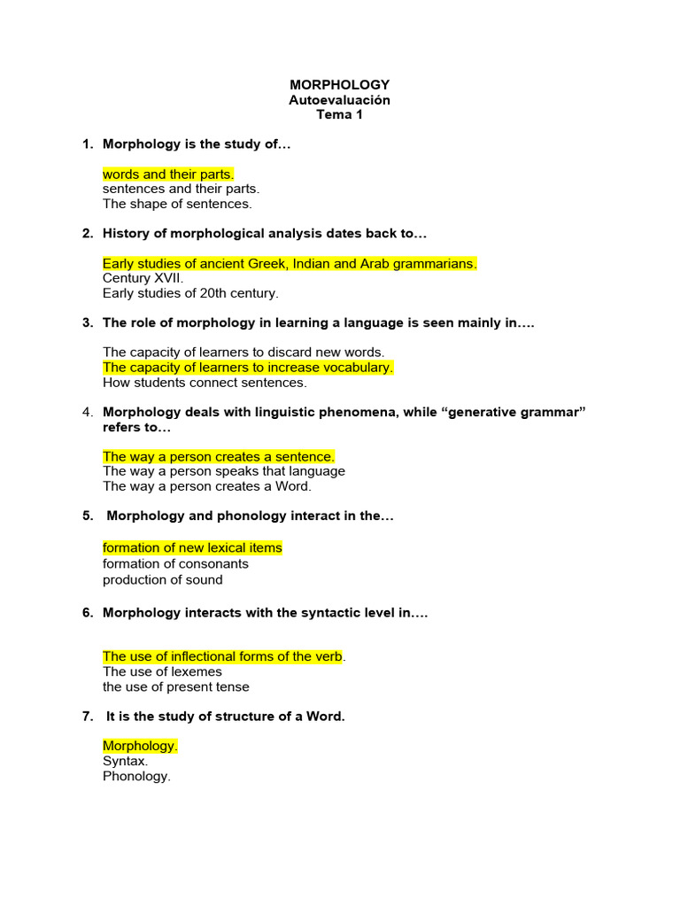 Morphology Completo | PDF | Morphology (Linguistics) | Word