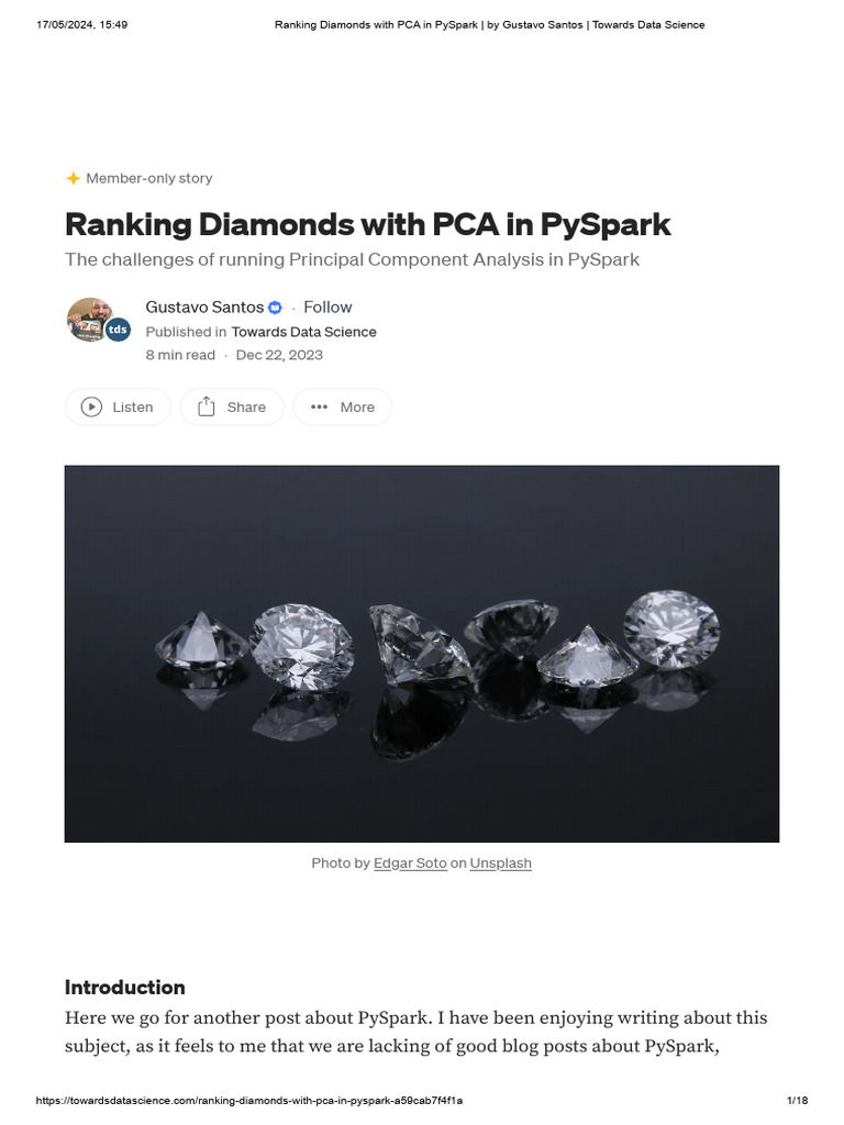 Ranking Diamonds With PCA in PySpark - by Gustavo Santos - Towards Data Science | Download Free ...