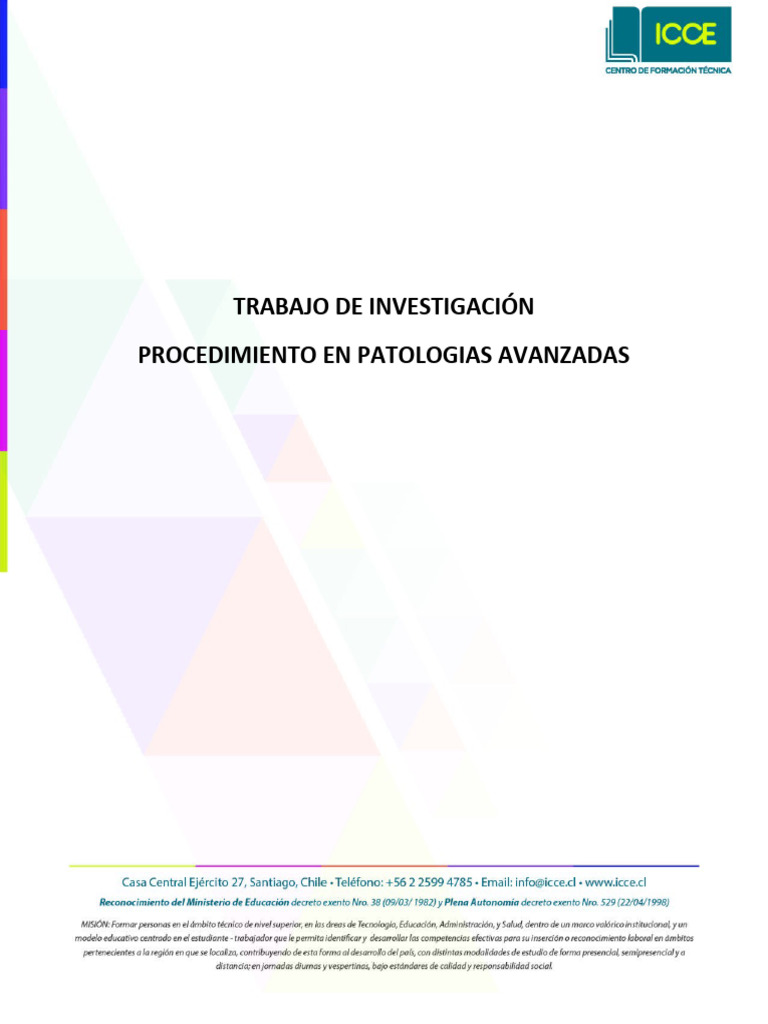 Trabajo de Investigacion Procedimiento en Patologias Avanzadas | PDF ...