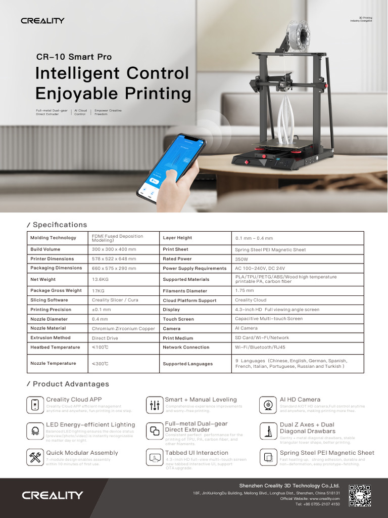 CR 10 Smart Pro Brochure | PDF