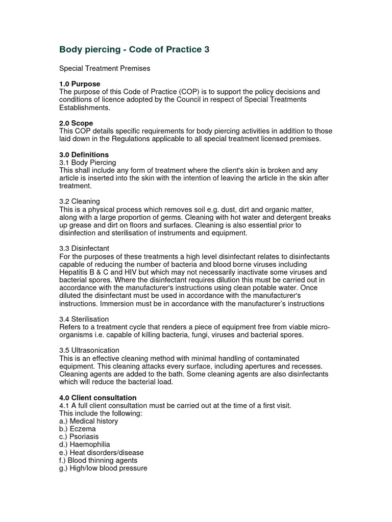 Cop Body Piercing | PDF | Disinfectant | Sterilization (Microbiology)
