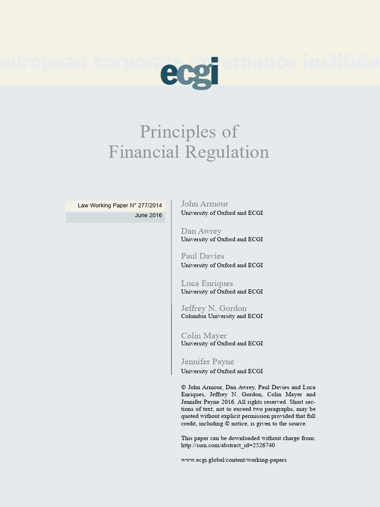 Principles of Financial Regulation | PDF | Securitization | Securities ...