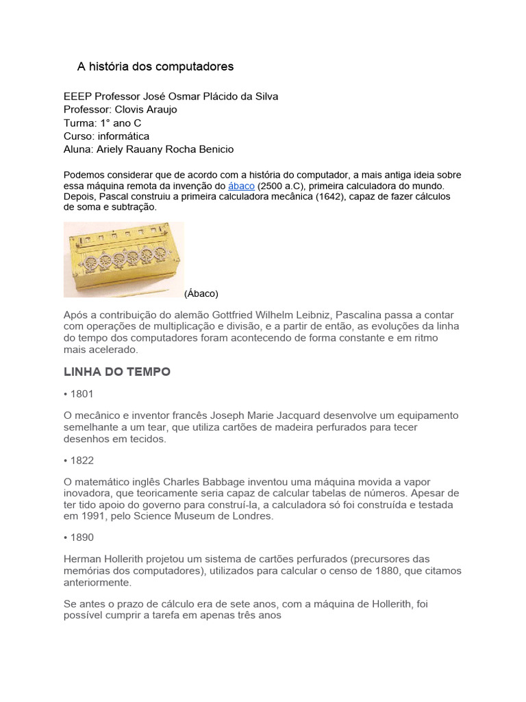 A História Dos Computadores | PDF | PCs (computadores) | Rede mundial ...