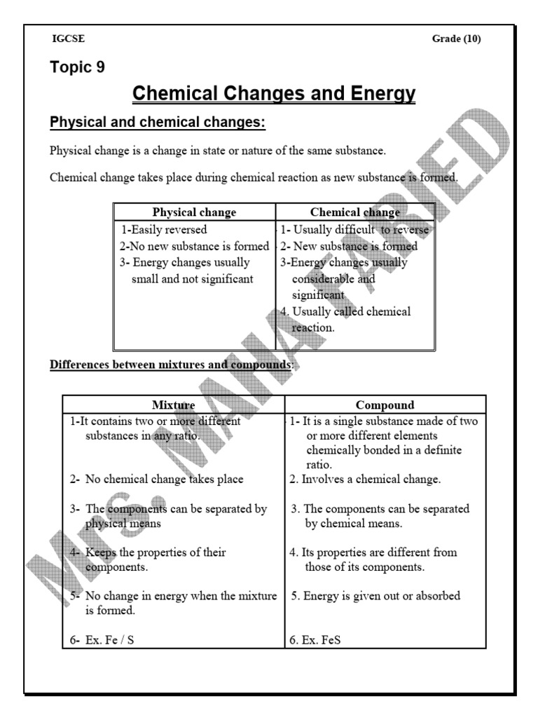 Ch.9 Chemical Reactions & Energy | PDF | Chemical Substances | Chemical ...