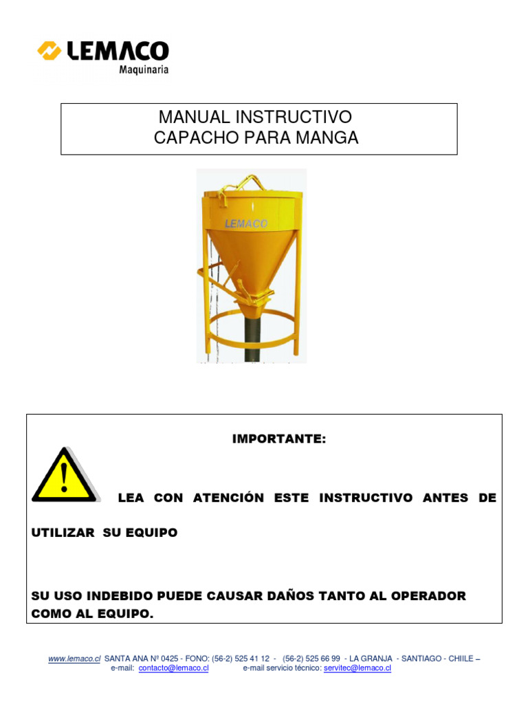 Manual de Uso y Mantenimiento Capacho 500/750L | PDF