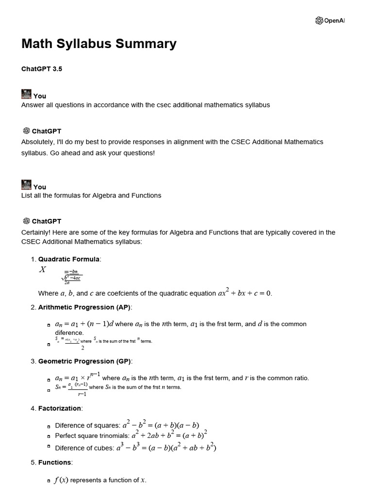 Math Syllabus Summary | Download Free PDF | Mathematics | Elementary ...