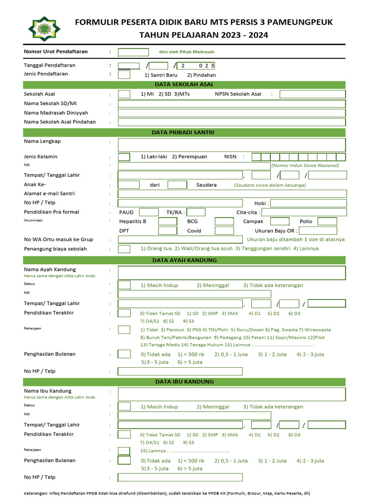 Formulir PPDB 2024 | PDF