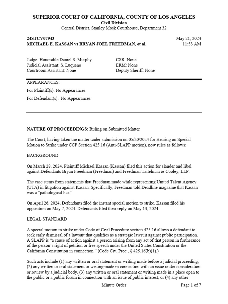 Anti-SLAPP Motion Ruling | PDF | Defamation | Lawsuit