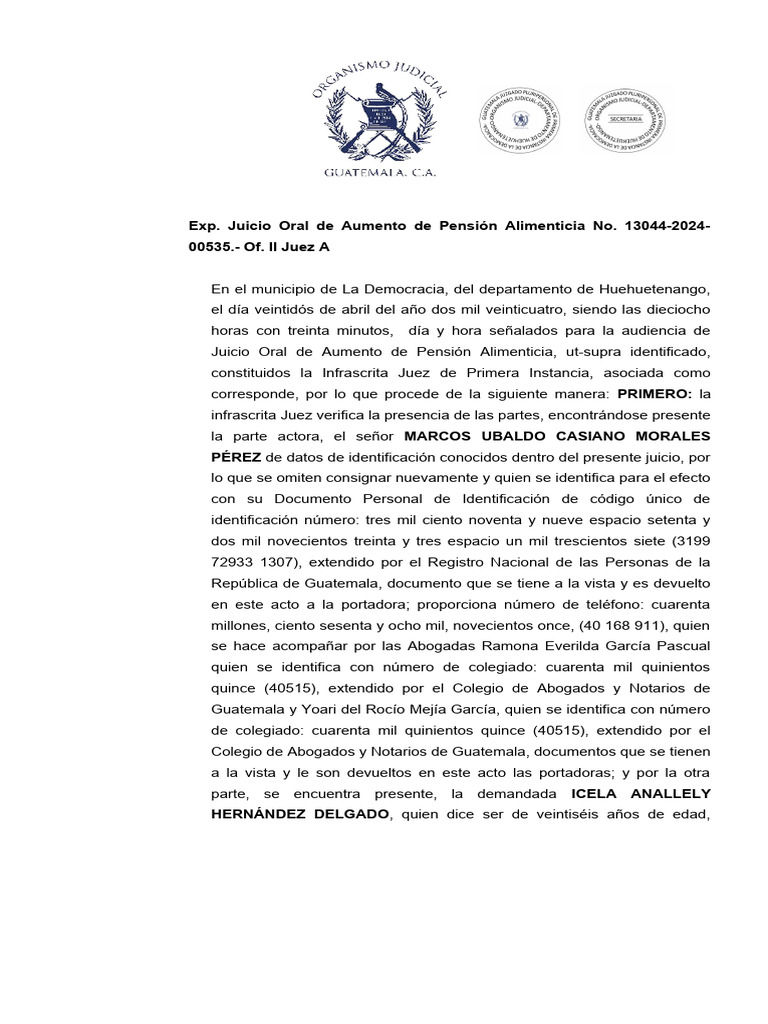 Acta N | PDF | Demanda judicial | Guatemala