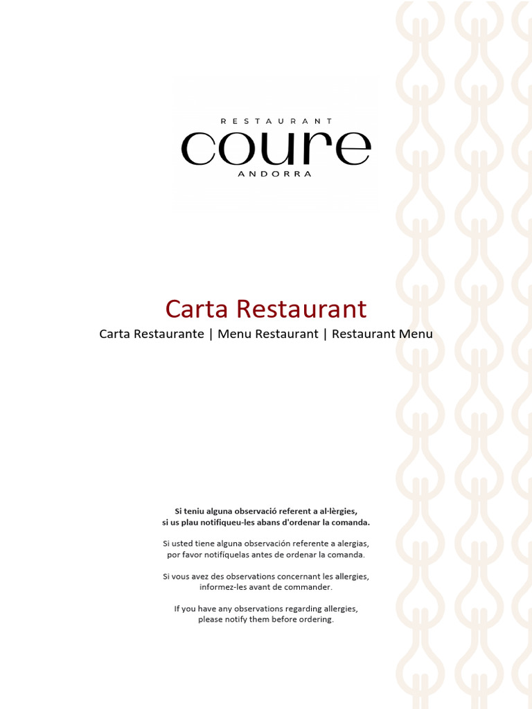 Carta-Restaurant-Coure | PDF | Foods | Mediterranean Cuisine