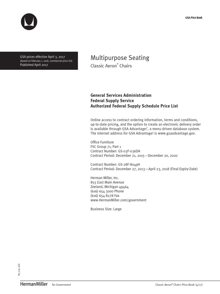 Herman Miller Aeron Price Book | PDF | Green Building