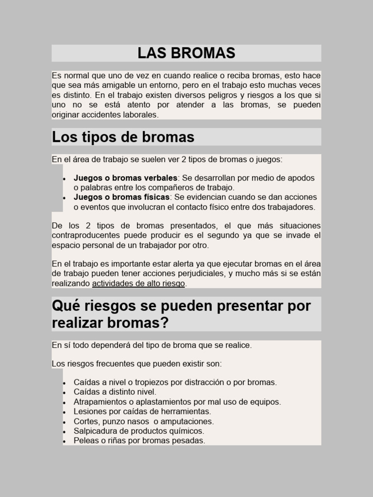 Las Bromas | PDF | Juegos y actividades
