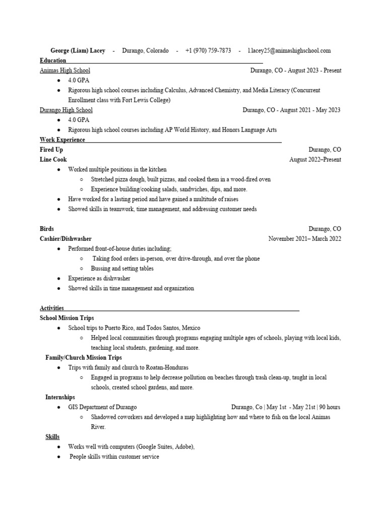 Link Liam Lacey Resume | PDF