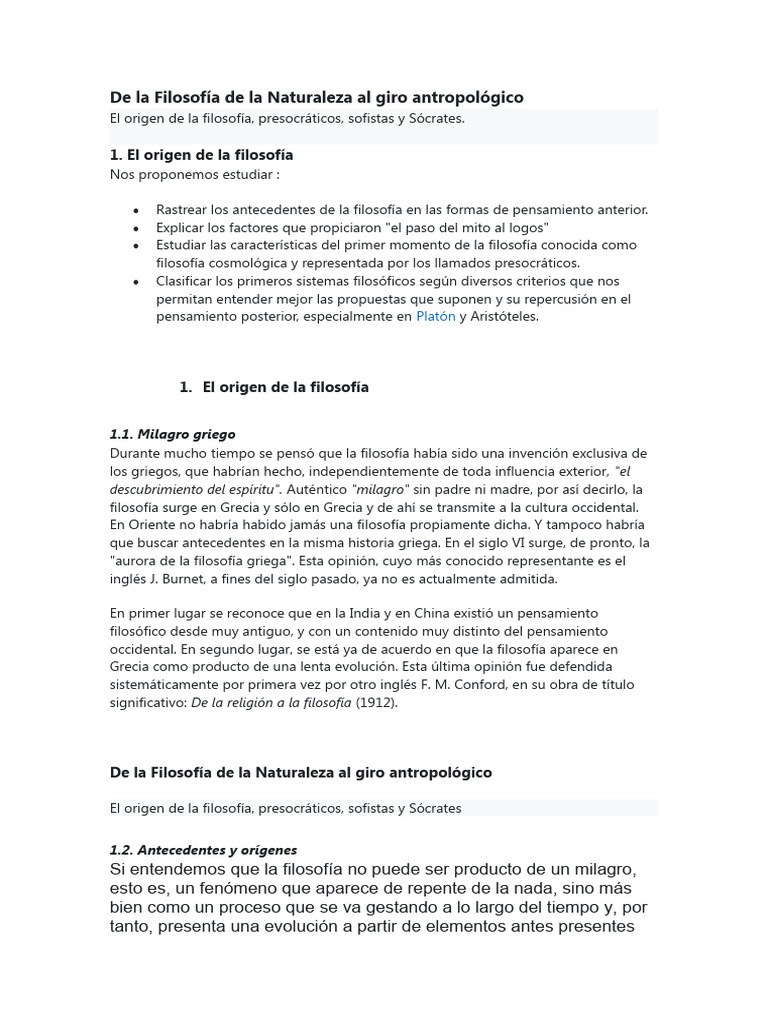 Orígenes de la Filosofía Griega | PDF | Filosofía griega antigua ...