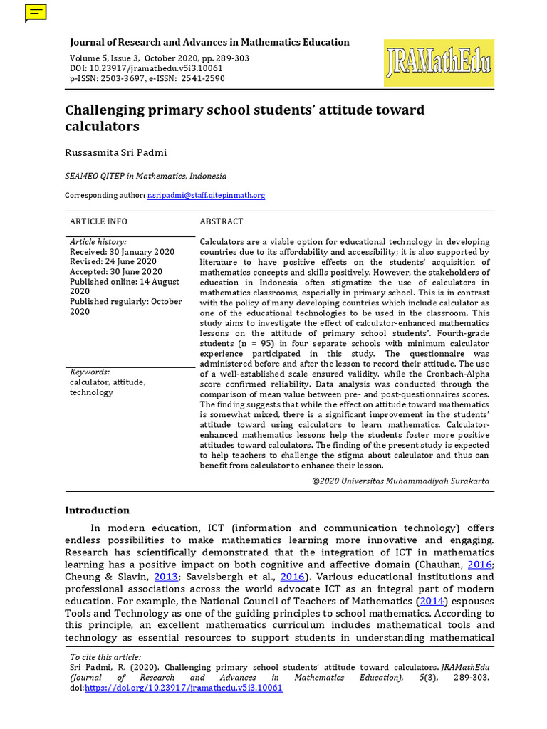 Primary School Students' Attitude Toward | PDF | Educational Technology ...