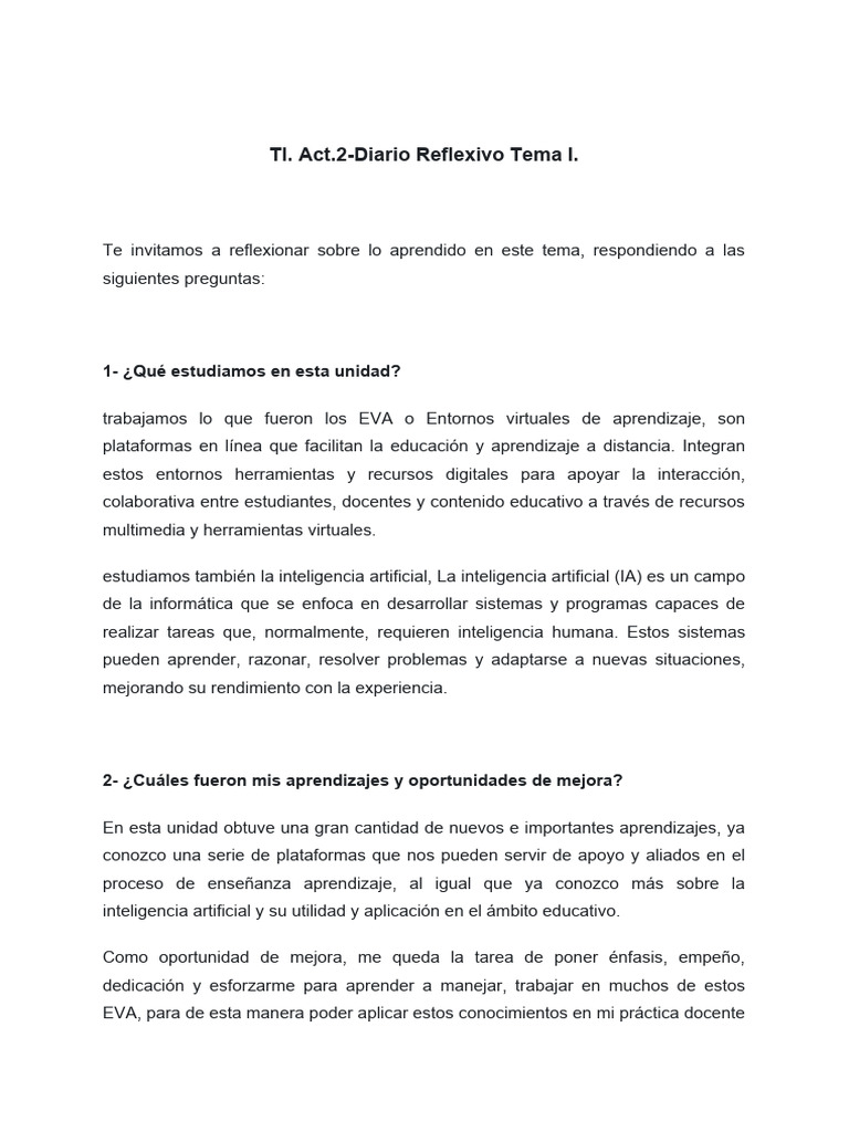 t1 - Act 2 Moreno | PDF | Inteligencia artificial | Inteligencia (IA) y ...