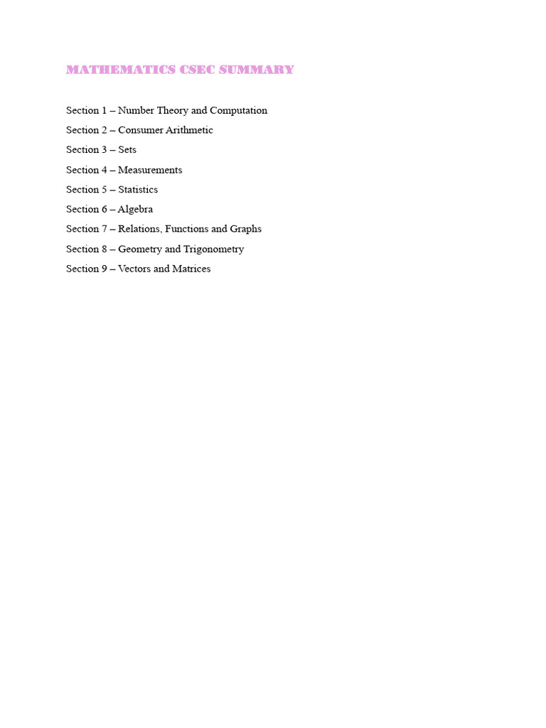 CSEC Mathematics Syllabus Overview | PDF | Computers | Technology ...