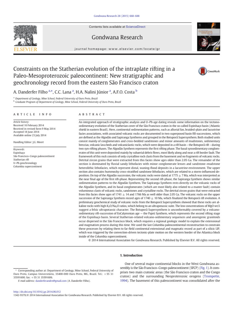 Gondwana Research: A. Danderfer Filho, C.C. Lana, H.A. Nalini Júnior, A ...