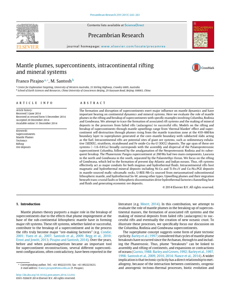Mantle Plumes and Supercontinent Dynamics | PDF | Rift | Structure Of ...