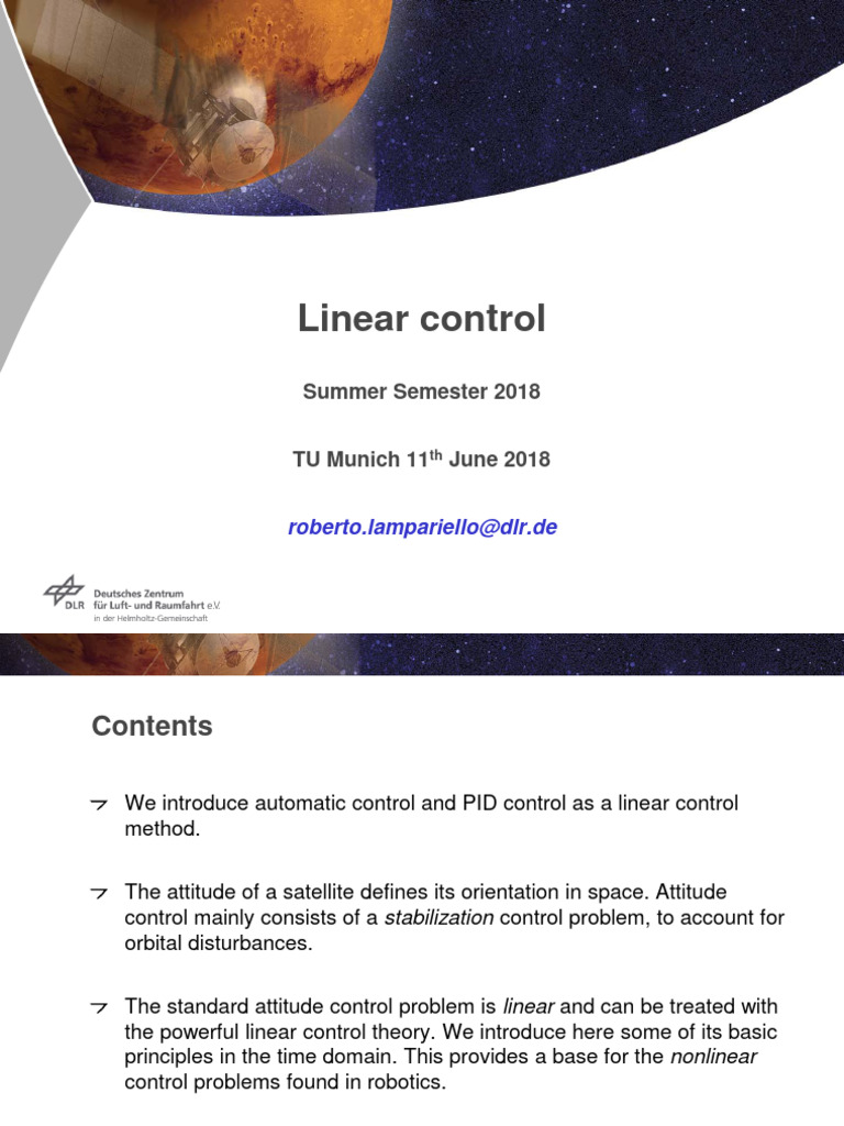 Lecture 4 - Linear Control | PDF | Control Theory | Mechanical Engineering Lecture 4 - Linear Control | PDF | Control Theory | Mechanical Engineering