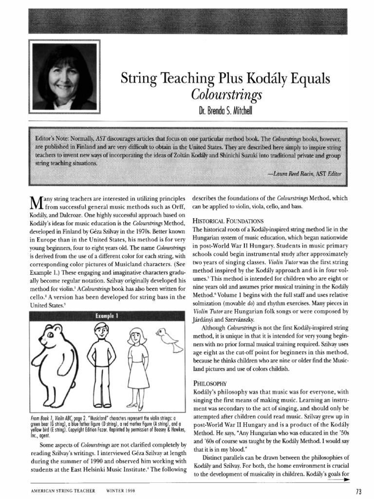 String Teaching Plus Kodaly Equals: Colourstrings | PDF | String ...