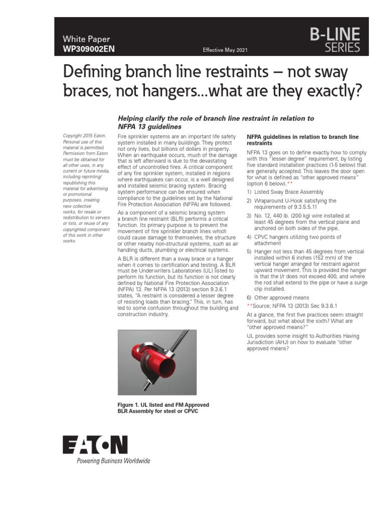 Defining Branch Line Restraints White Paper | PDF | Fire Sprinkler ...