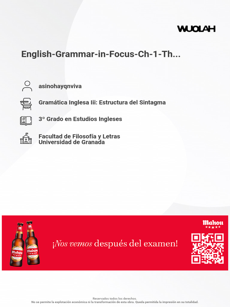 Wuolah Free English Grammar in Focus CH 1 The Phrase As A Grammatical ...