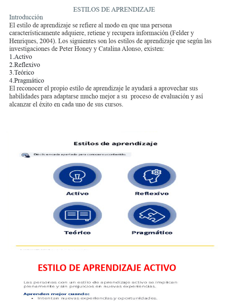 Estilos de Aprendizaje | PDF | Aprendizaje | Aprendiendo estilos