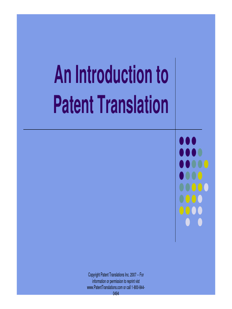 An Introduction To Patent Translation | PDF | Preposition And ...