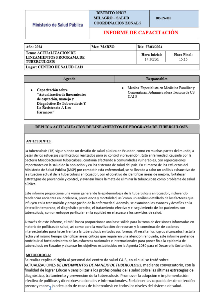 CS Olon Capacitacion TB | PDF | Tuberculosis | Medicina CLINICA