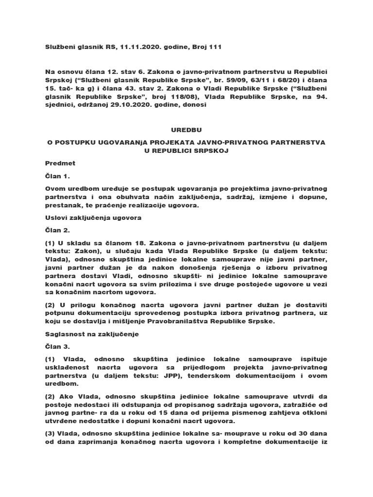 RS - Uredba o JPP | PDF