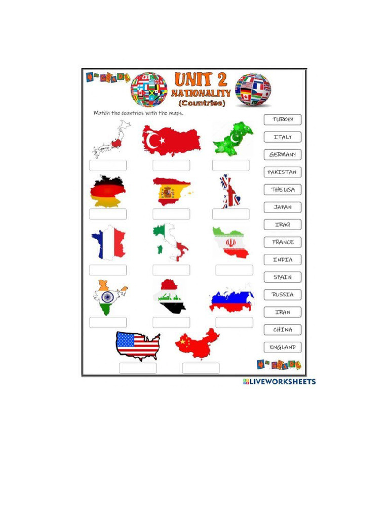 Countries and Nationalities Worksheet 21 | PDF