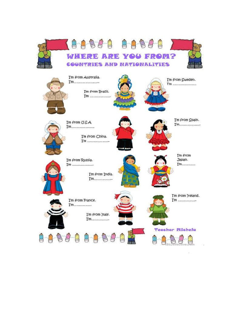 countries and nationalities worksheet 19 | PDF