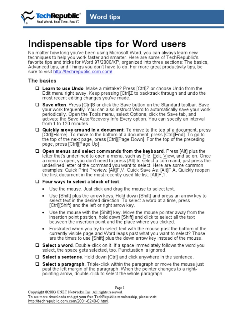 Word Tips | PDF