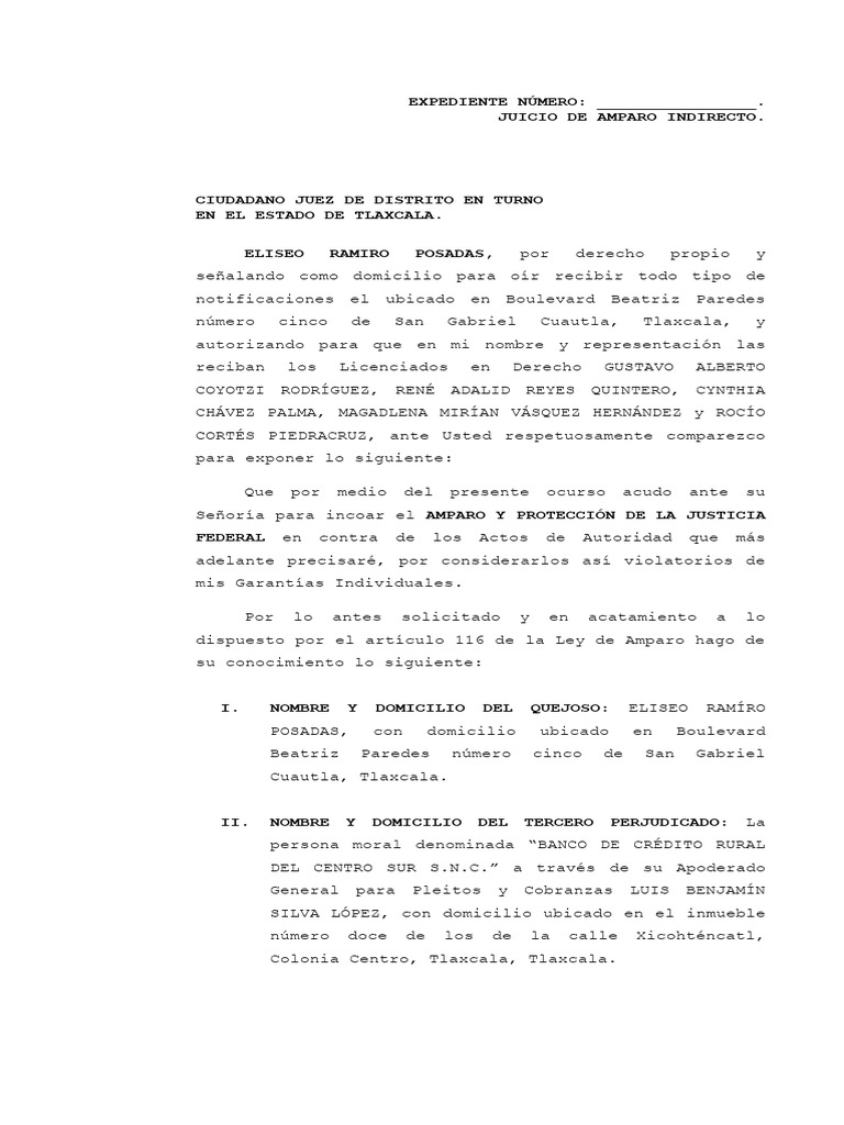 Juicio de Amparo de Eliseo Ramiro Posadas. | PDF | Sentencia (ley ...