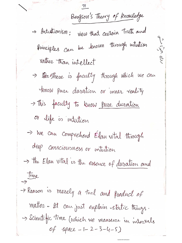 Bergson's Theory of Knowledge | PDF