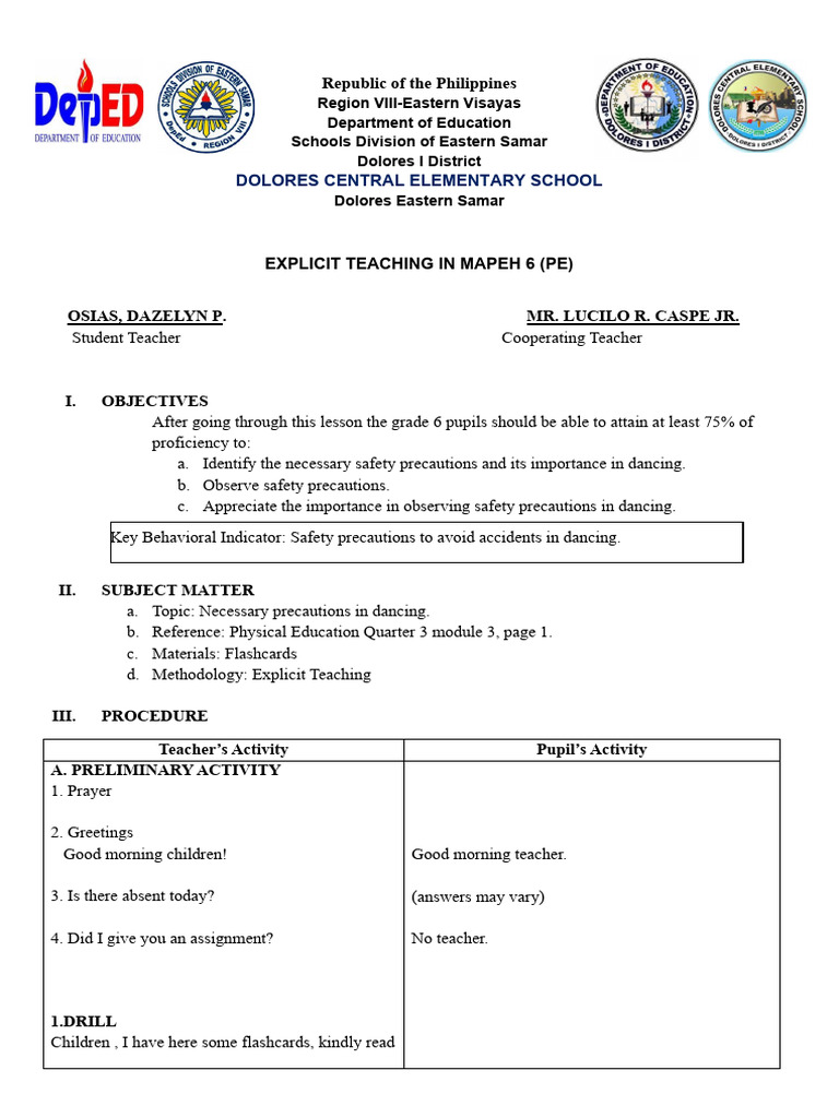 Mapeh (P.e) 6 | Download Free PDF | Teachers | Dances