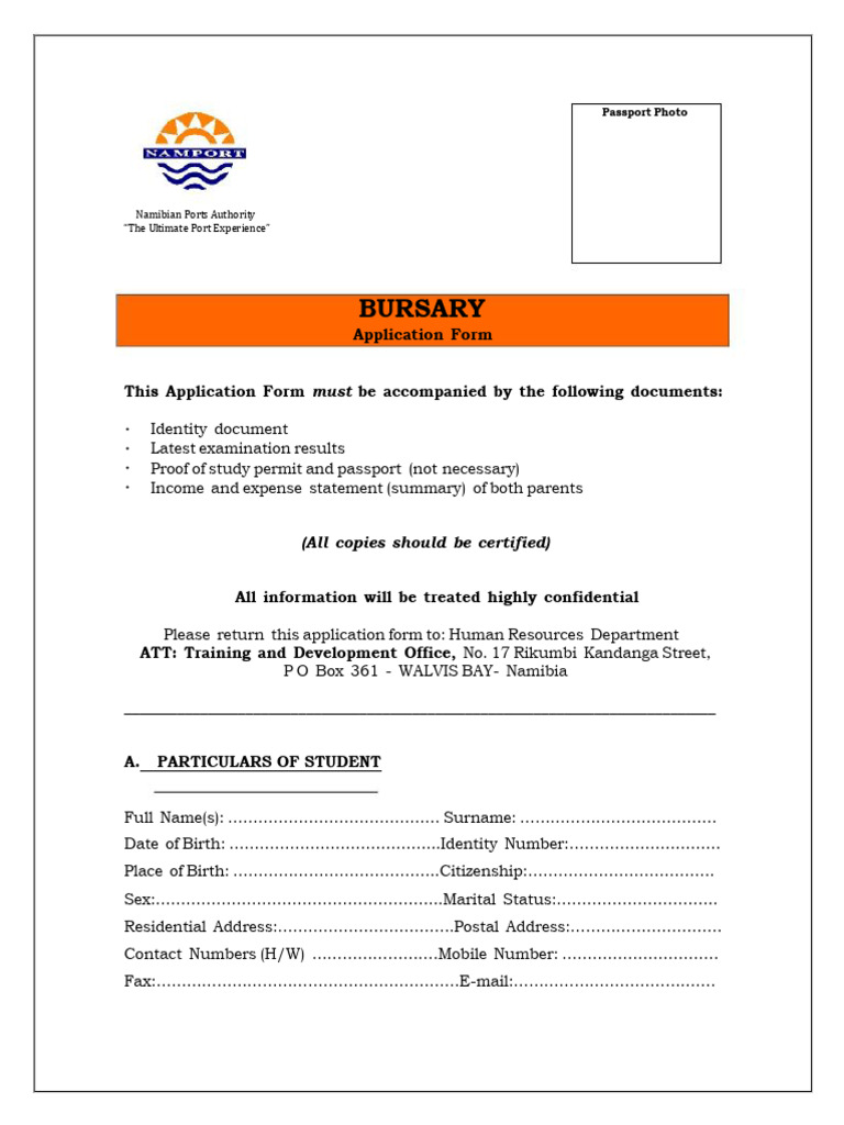 Bursary Application Form | PDF | Government And Personhood