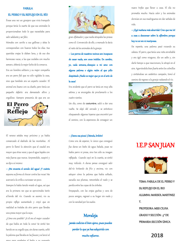 Tritptico FABULA FABULA DE EL PERRO Y SU REFLEJO EN EL RIO | PDF