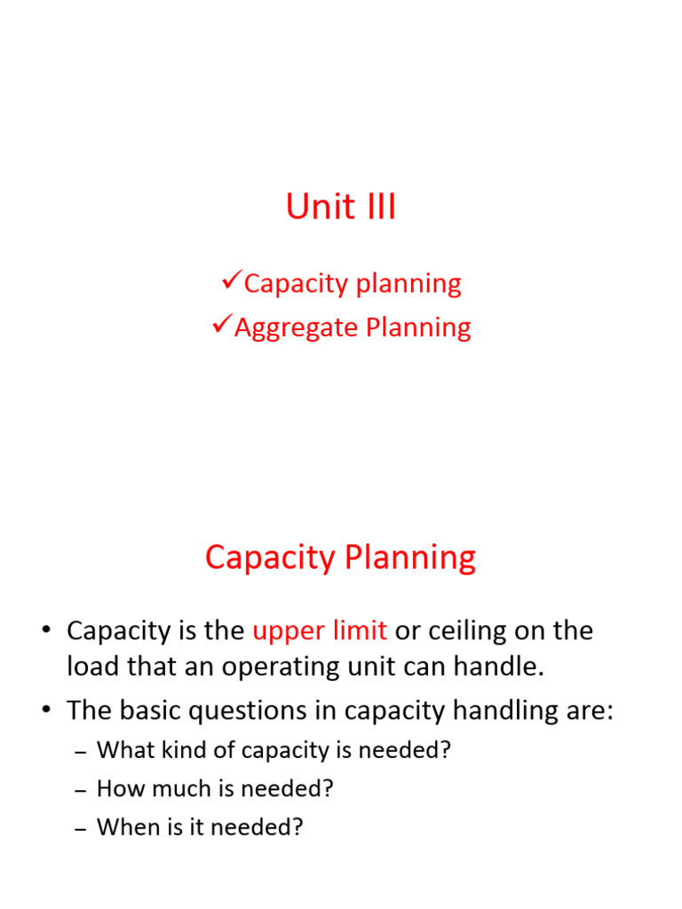 Capacity Planning | PDF | Economies Of Scale | Inventory